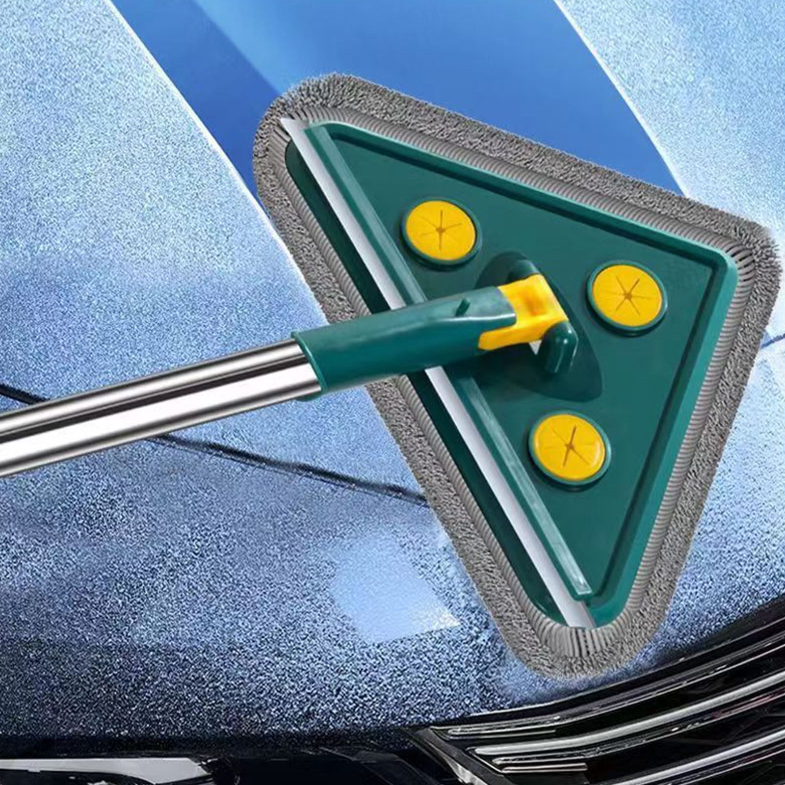 COM1950s Triangle Cleaning Mop with 3 Reusable Pads,Telescopic ...