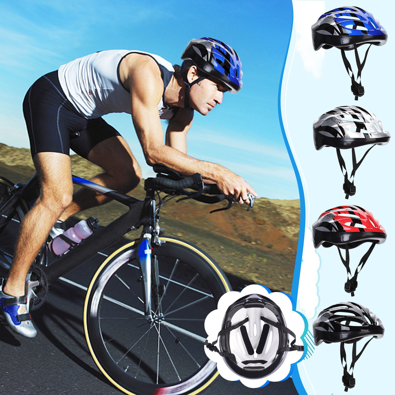 COM1950s Unisex Adult Bike Helmet Half Shell - Adjustable Dial Fit (22. ...