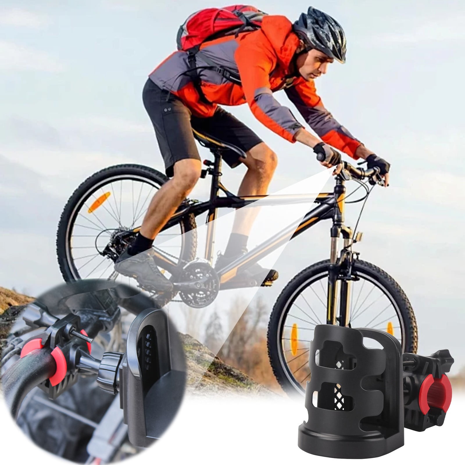 COM1950s Universal Bike Cup Holder with 360° Rotating Base – Heavy-Duty ...