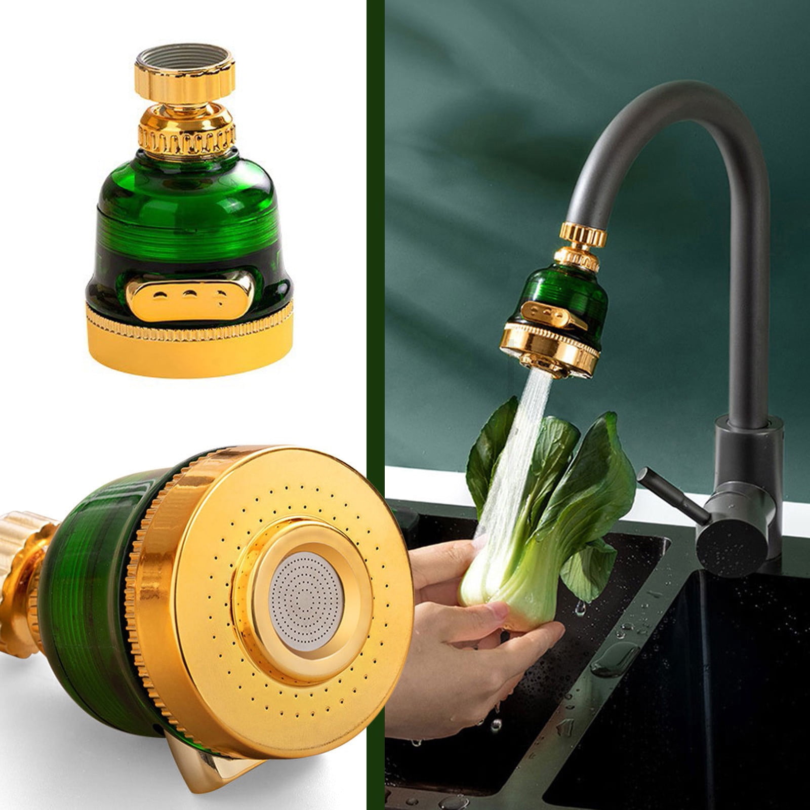 COM1950s Universal Faucet Aerator,Multi-Function Universal Rotating Faucet Nozzle with Three ...