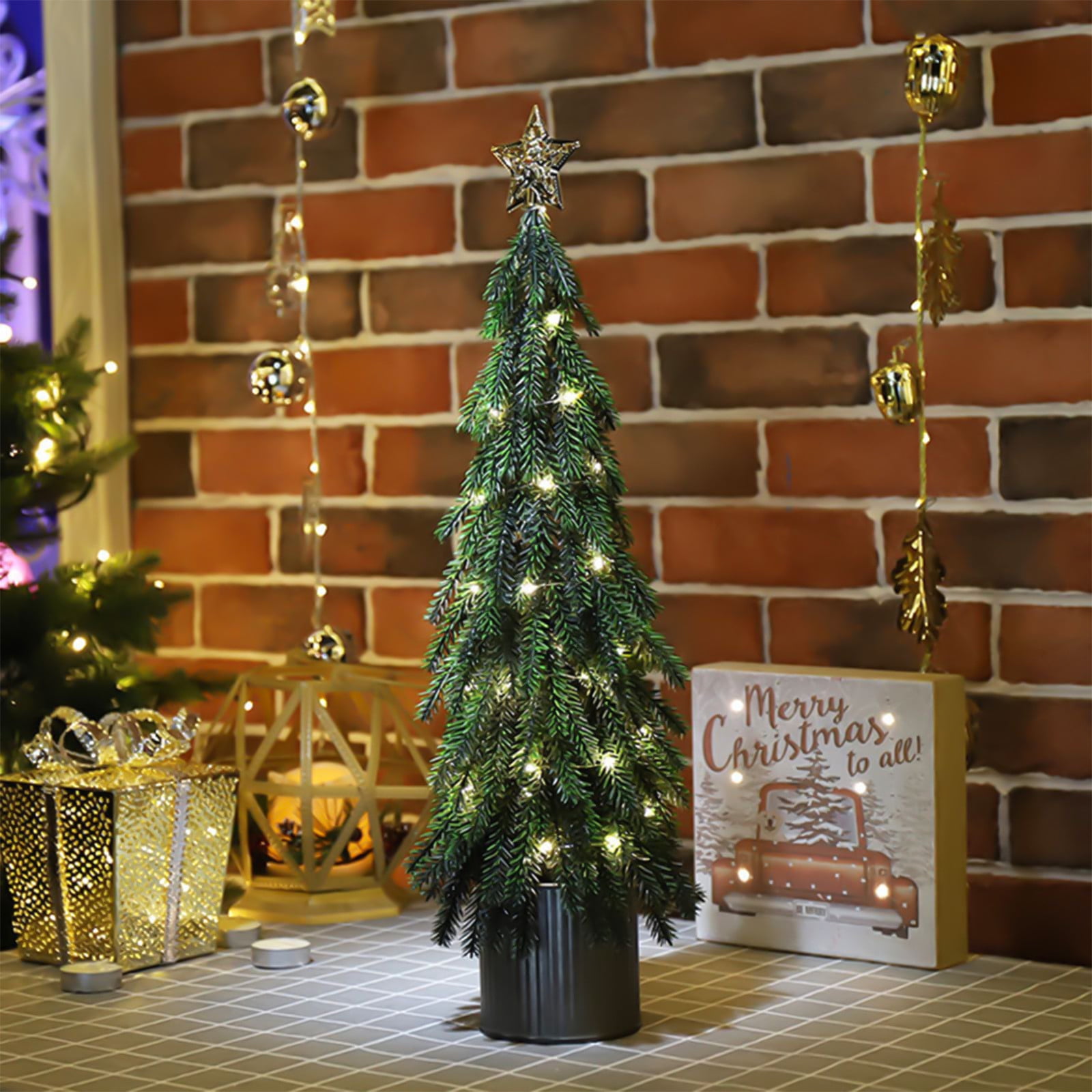 COM1950s Usb Led Christmas Tree,Desktop Christmas Decoration with Warm ...