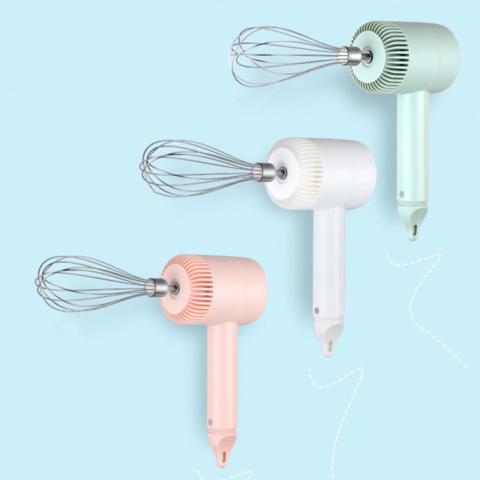 COM1950s Usb Rechargeable Hand Mixer,3-Speed Electric Whisk with ...