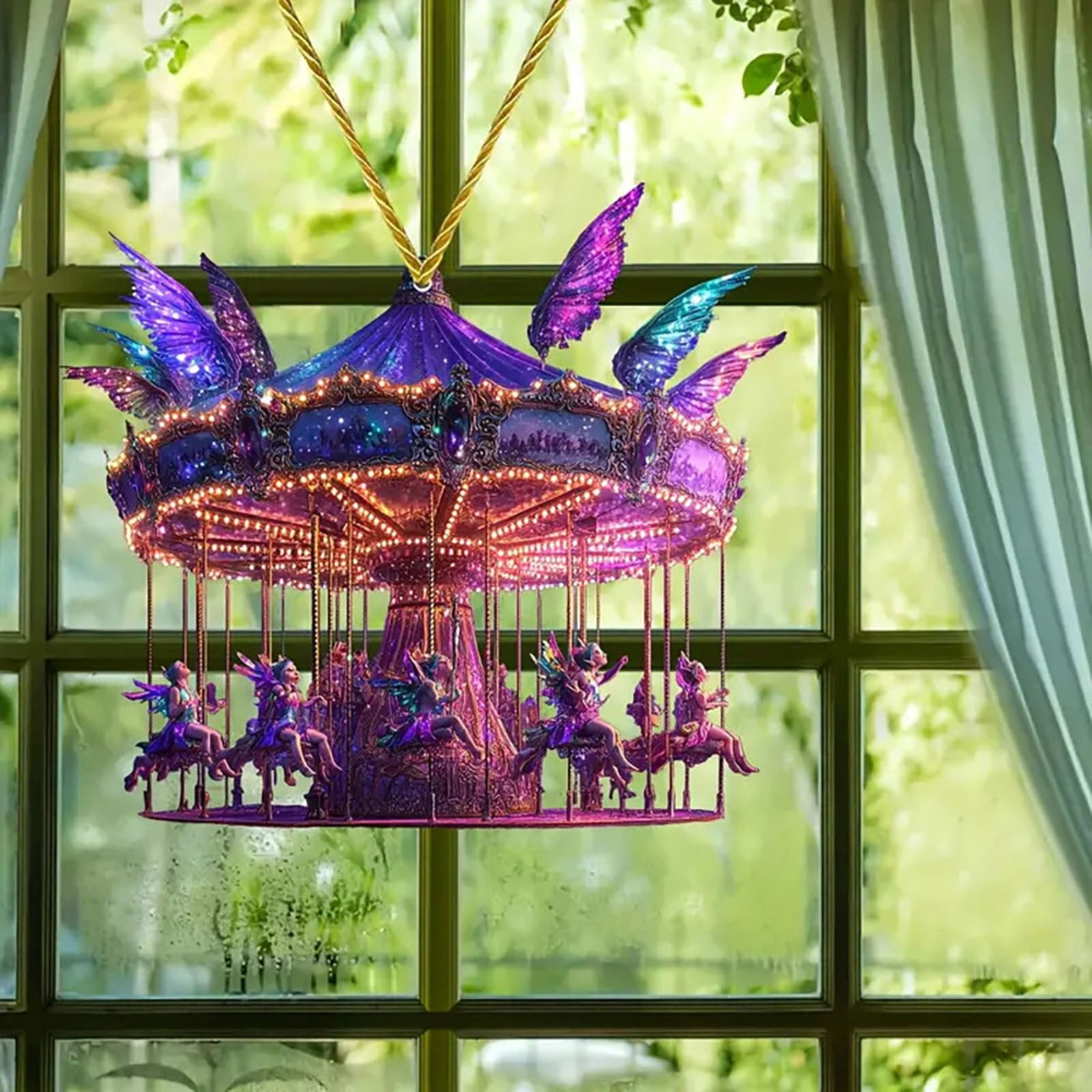 COM1950s Valentine's Day Decor Winged Carousel Wall Window Home Porch ...