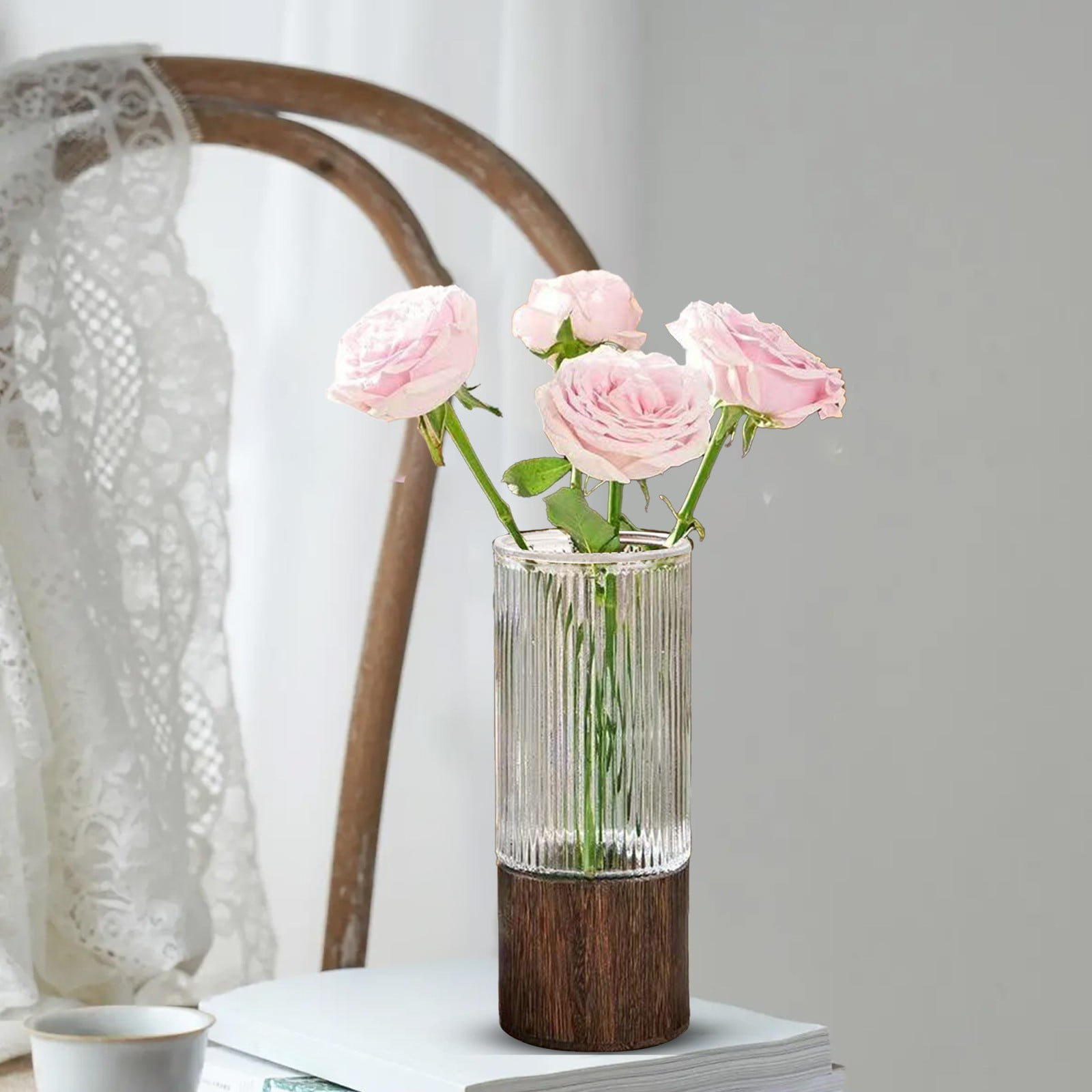 COM1950s Vertical Stripe Glass Vase with Reinforced Base,Bohemian Hotel ...