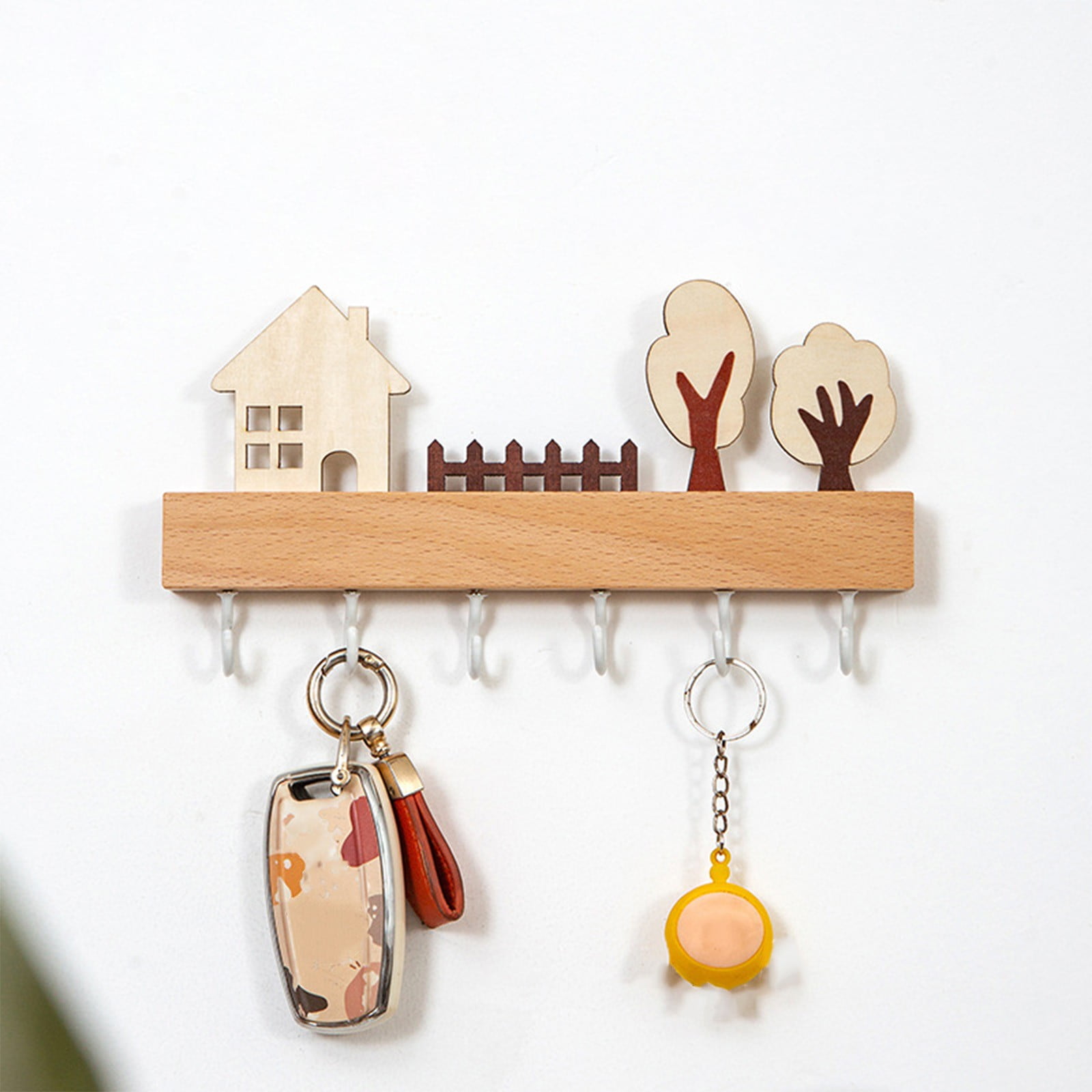 COM1950s Wall Mounted Key Holder,Adhesive No Drill Key Rack with Cute ...