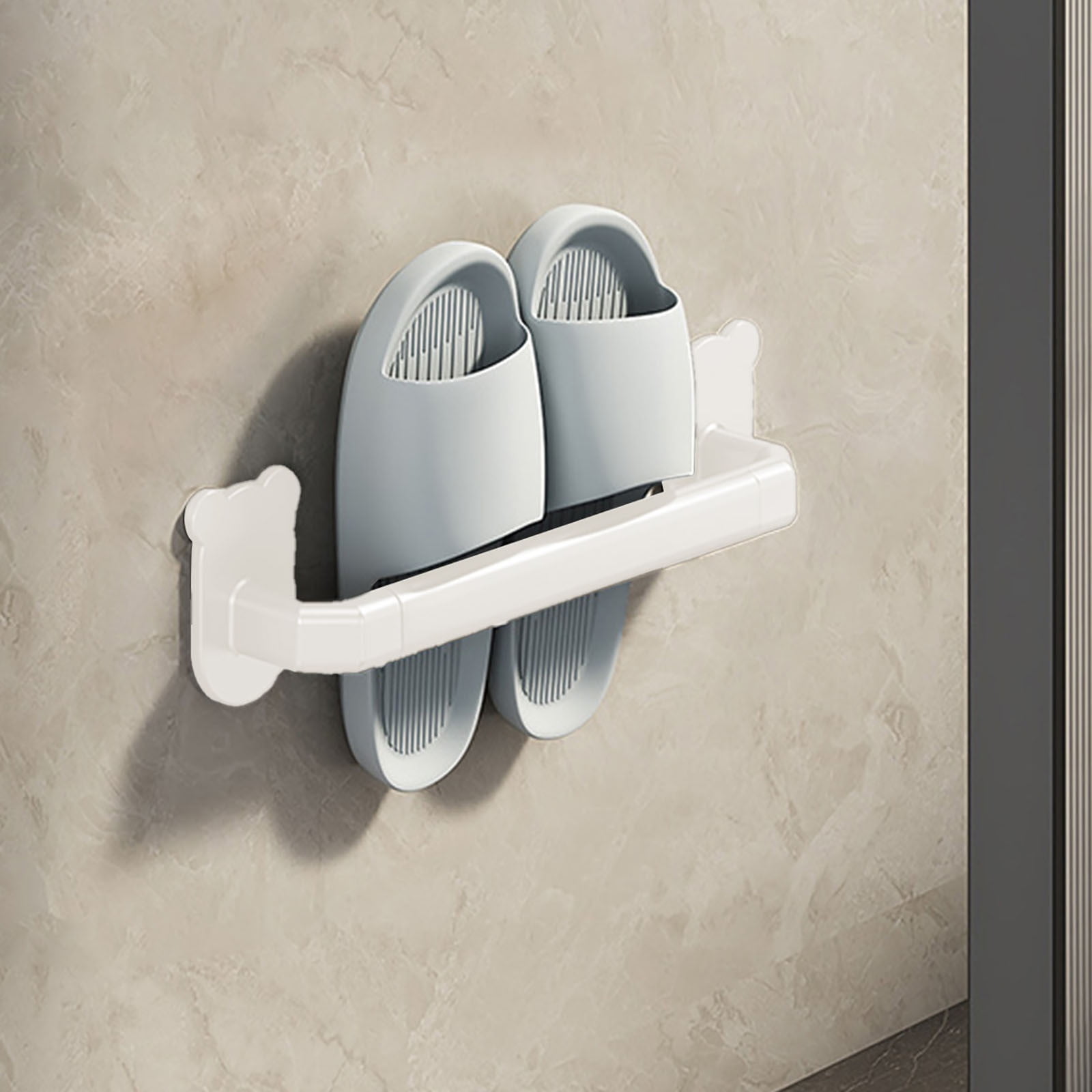 COM1950s Wall Mounted Slipper Rack, No-Drill Bathroom Shoe Organizer ...