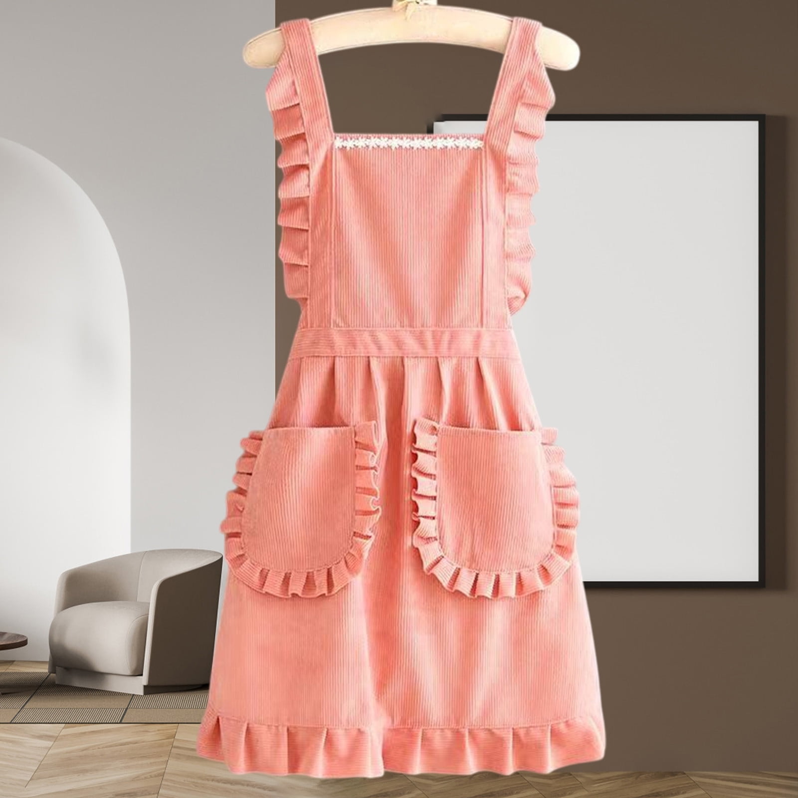 COM1950s Waterproof Apron Corduroy Bib Apron Home Kitchen Apron ...