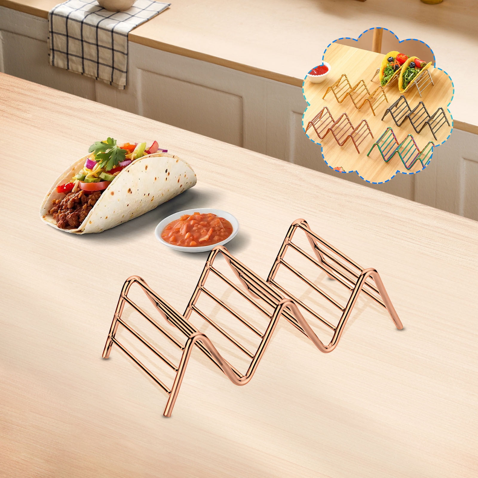 COM1950s Wavy Taco Stand,Stainless Steel Taco Rack with Unique Wave ...