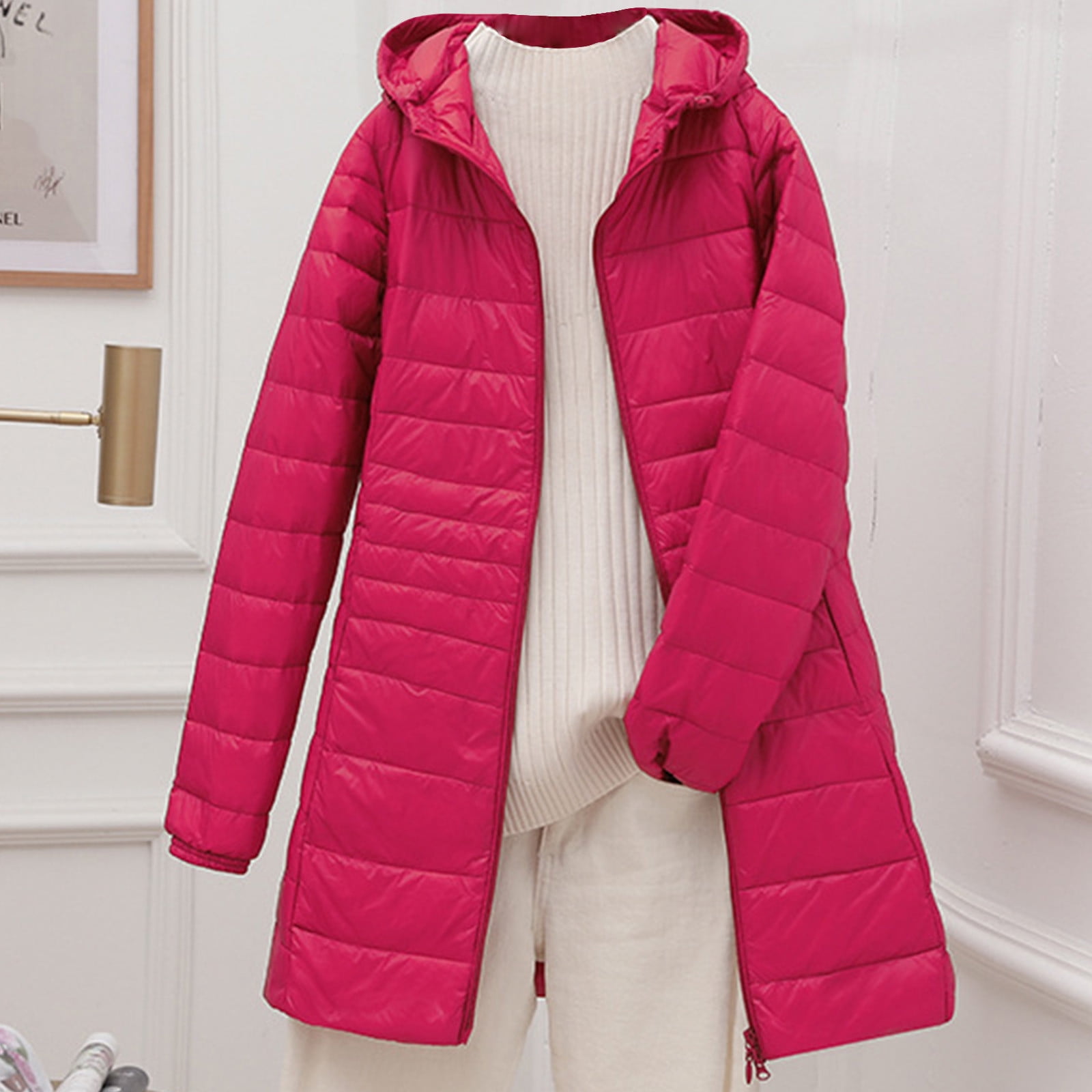 Com1950s Winter Coats For Women Down Jacket Lightweight Hooded Lightweight Down Jacket Womens