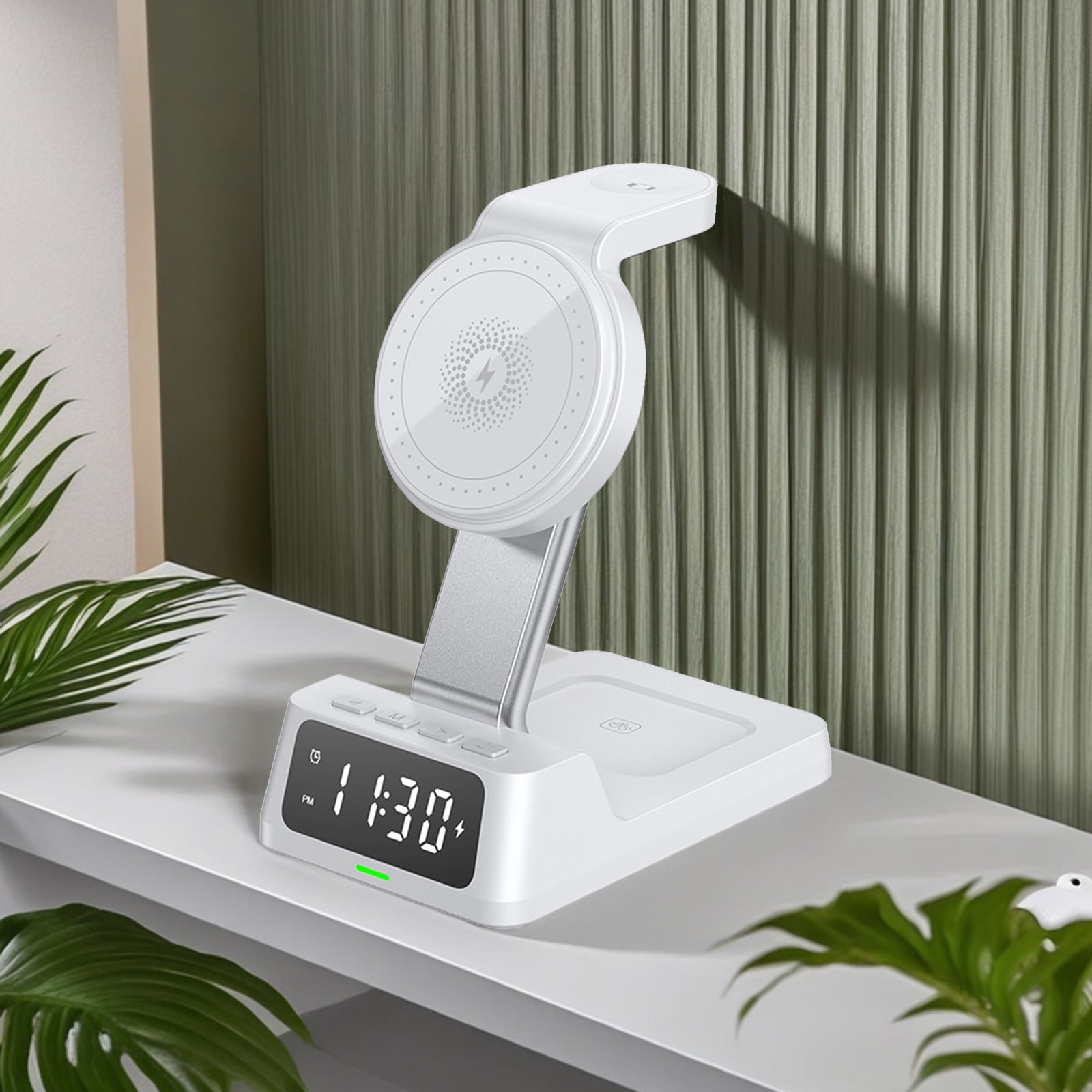 COM1950s Wireless Charging Station with Digital Alarm Clock, Multi ...