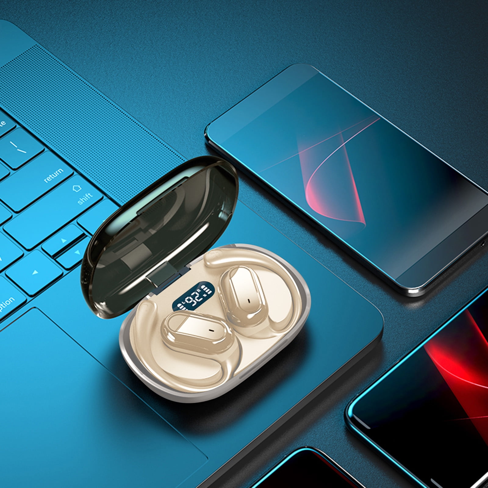 COM1950s Wireless Earbuds Bluetooth 5.3 Ear Hanging without Enter Ear ...