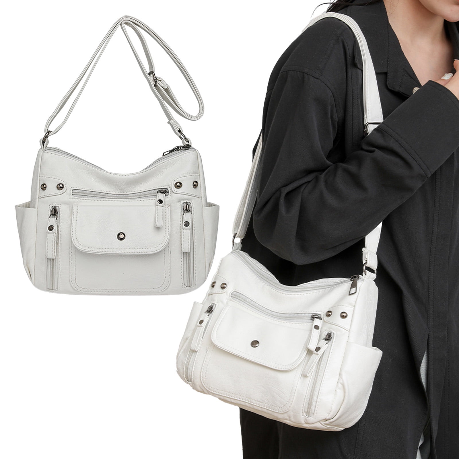 COM1950s Womens Multi Pocket Shoulder Bag,Large Capacity Crossbody ...