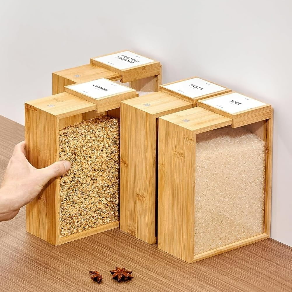 COM1950s Wooden Cereal Storage Box,Traditional Luban Craftsmanship with ...