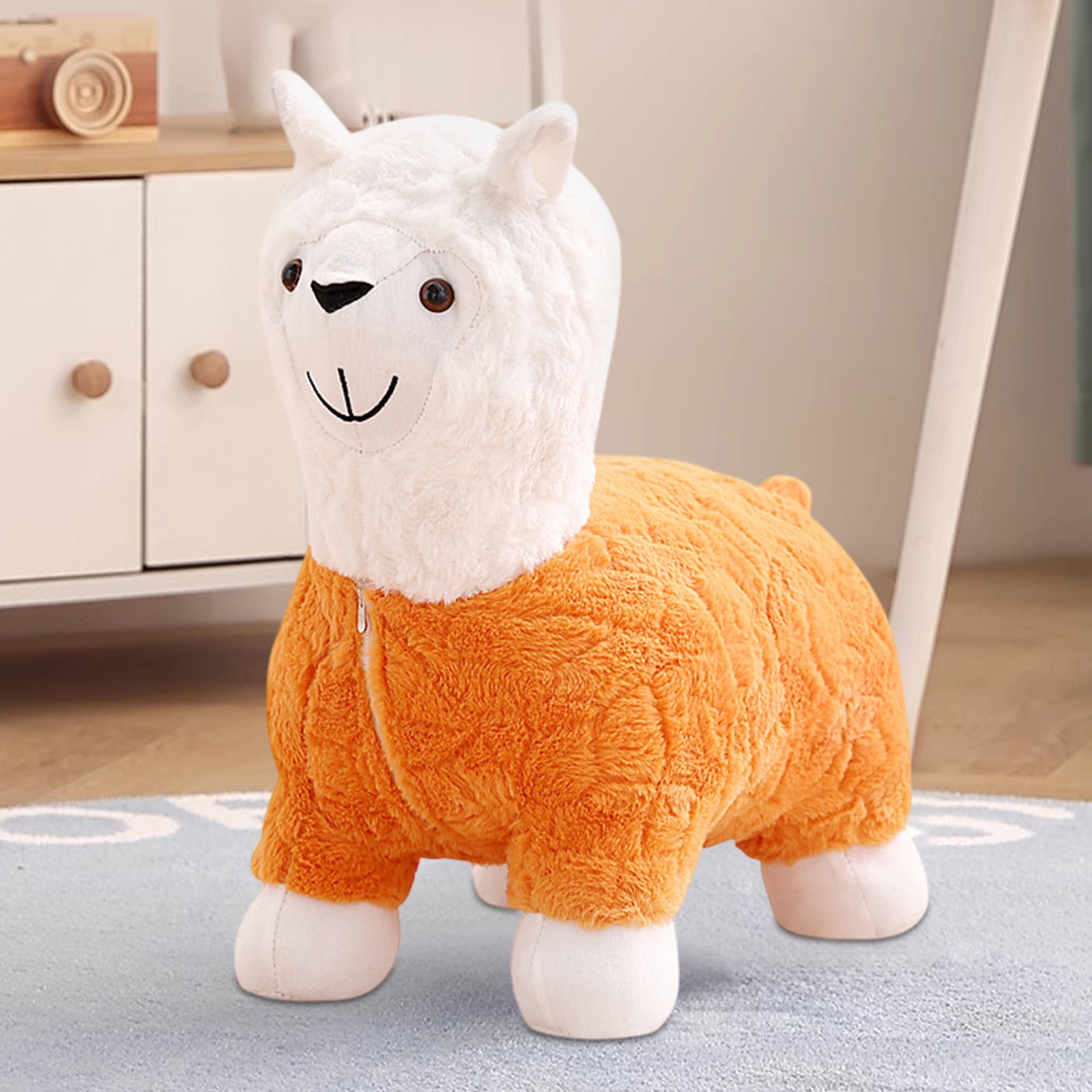 COM1950s Llama Plush Stuffed Animal with Alpaca-Inspired Stool - 13.7x7 ...