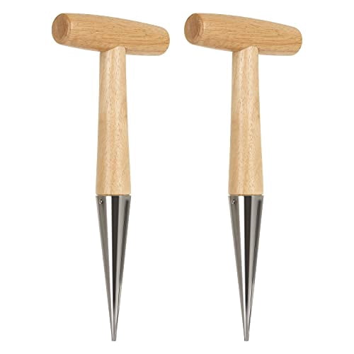 COM4SPORT 2 PCS 11 Inch Stainless Steel Hand Dibber Garden Tools with ...