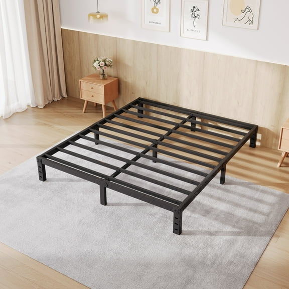 Queen Metal Bed Frame, 7 Inch Low Heavy Duty Platform Bed Frames Queen ...
