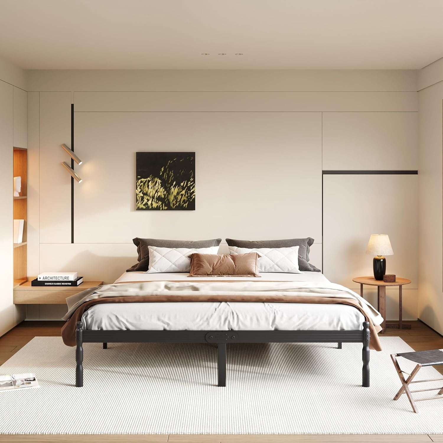 COMASACH 14 Inch King Bed Frame with Mattress Slide Stopper, King Size ...