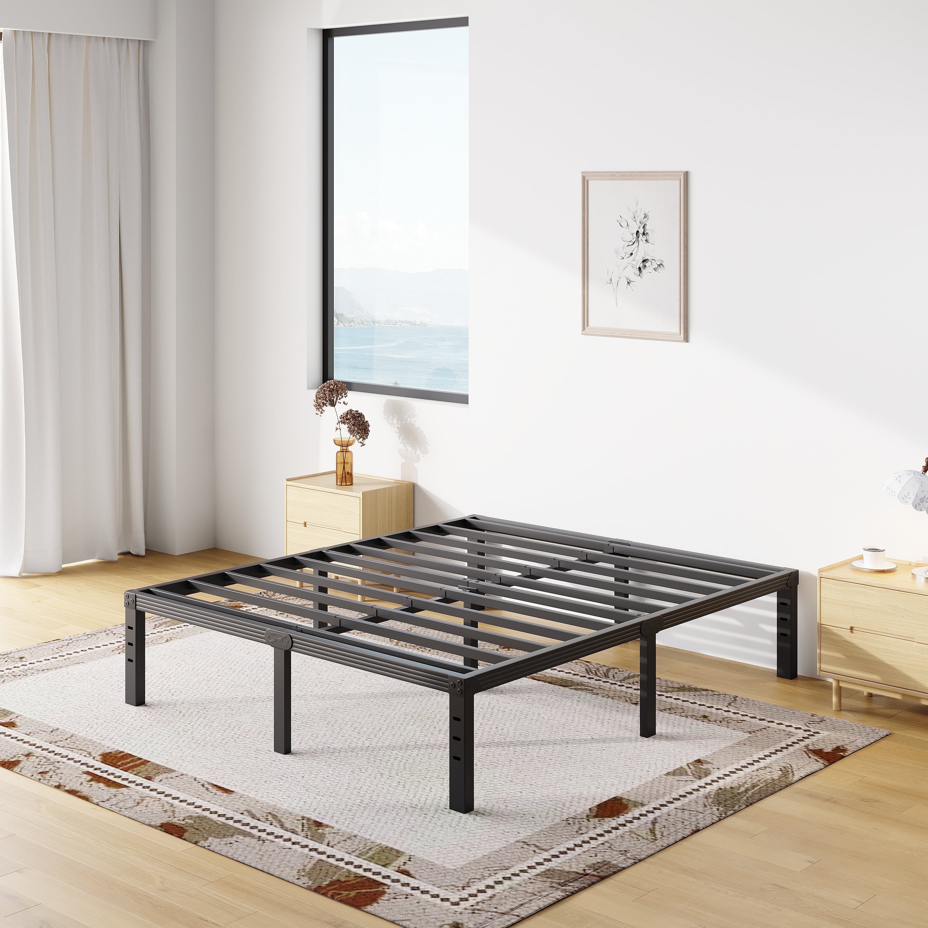 COMASACH 18 inch Full Bed Frame, Easy Assembly, Heavy Duty Metal ...