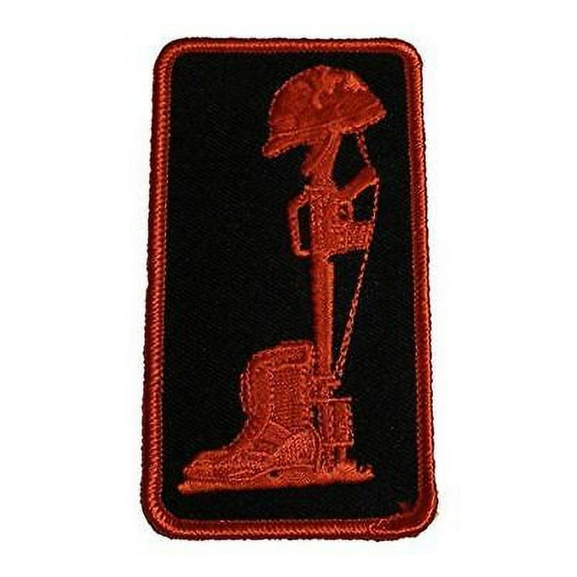 COMBAT CROSS MEMORIAL PATCH HELMET RIFLE BOOTS REMEMBER THE FALLEN RED ...