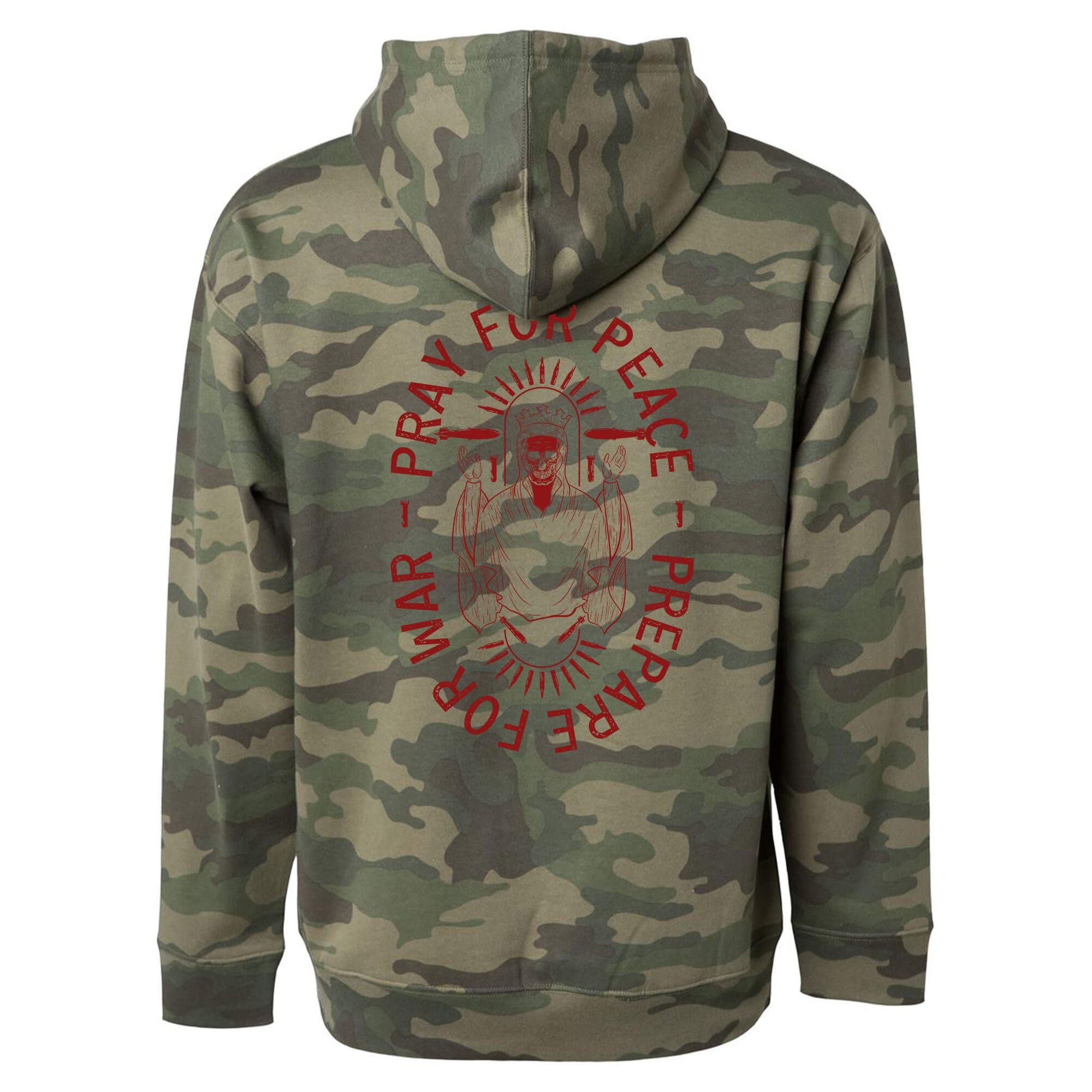 Combat Iron Apparel™ Pray For Peace. Prepare For War. Men's Midweight Hoodie Xl / Bdu Camo ...