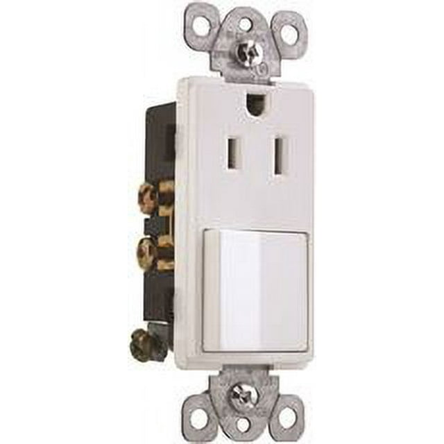 COMBINATION DECORATIVE ROCKER SWITCH AND RECEPTACLE, SINGLE POLE, 120 ...