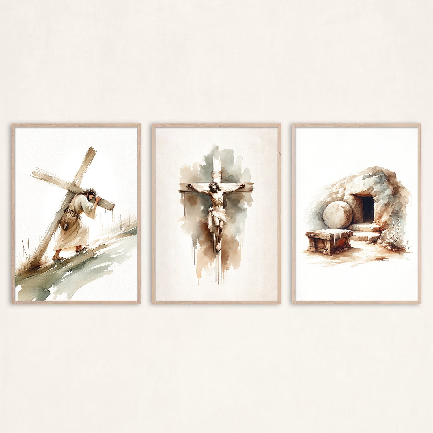 COMBO 3 Crucifixion Jesus Christ Bible Scene Modern Scripture Canvas ...