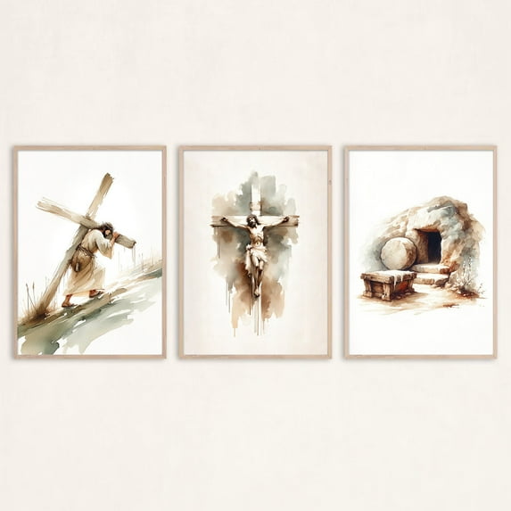 COMBO 3 Crucifixion Jesus Christ Bible Scene Modern Scripture Canvas ...