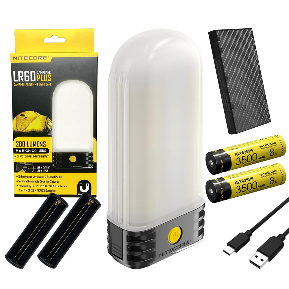 COMBO: NITECORE LR60 280 Lumen USB Rechargeable Pocket Camping Lantern ...