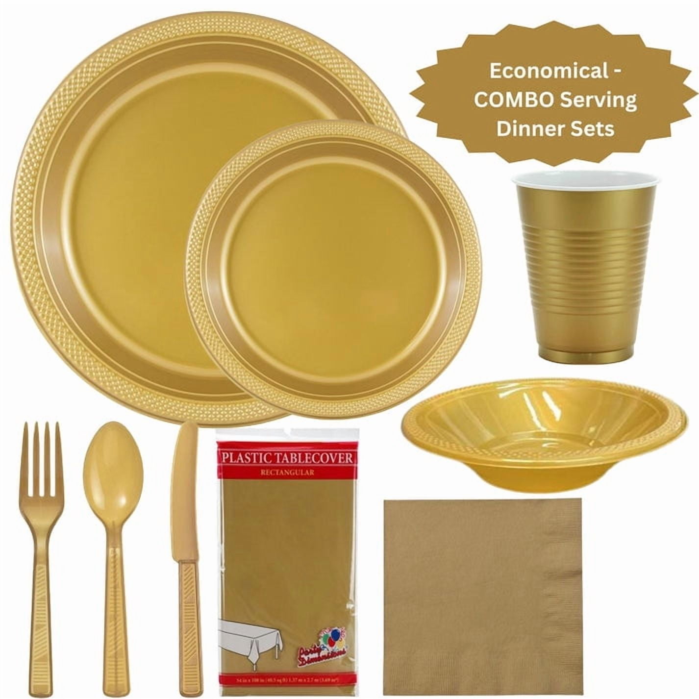 COMBO-PARTY SET: RED -838 PCS Complete Disposable Dining Solution for ...