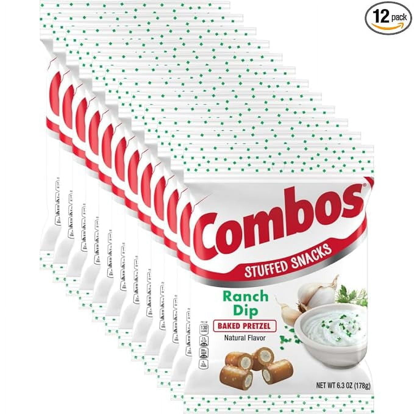 COMBOS Ranch Dip Baked Pretzel Stuffed Snacks, 6.3 Oz Bags (Pack of 12 ...