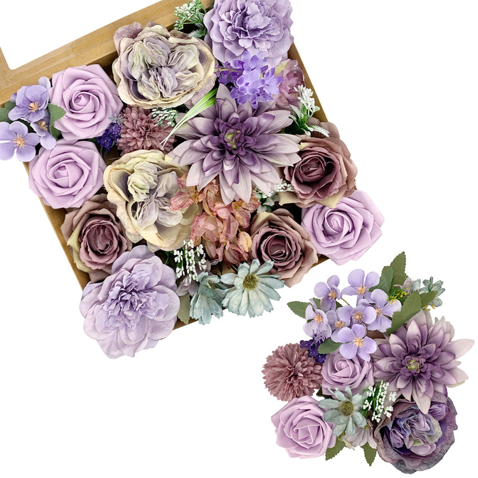 COMEET Flowers Boxes, Artificial Flower Box with Leaves Flowers ...