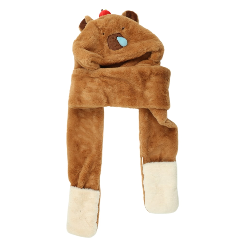 COMEET Hat Wear, Furry Cartoon Capybaras Hat with Scarf Gloves Set ...