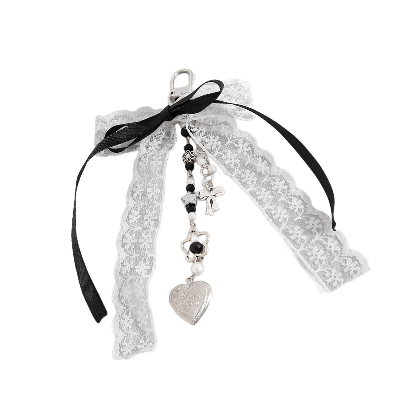 COMEET Key Chain,Lace Bowknot Heart Charm Keyring Bowtie Bag Pendant ...