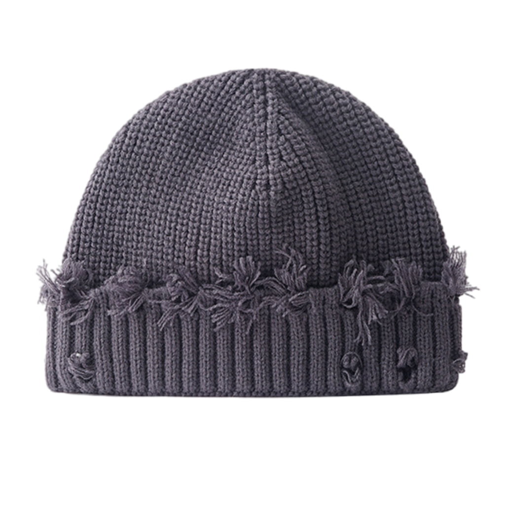 COMEET Knitted Hat, Trendy Ripped Knitted Hat Soft Unisex Streetwear ...