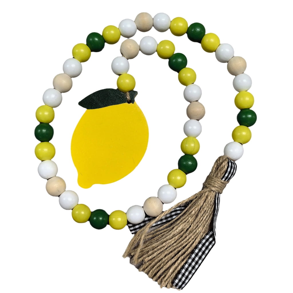 COMEET Lemon Bead, Natural Bead Garlands with Tassels,Lemon Farmhouses ...