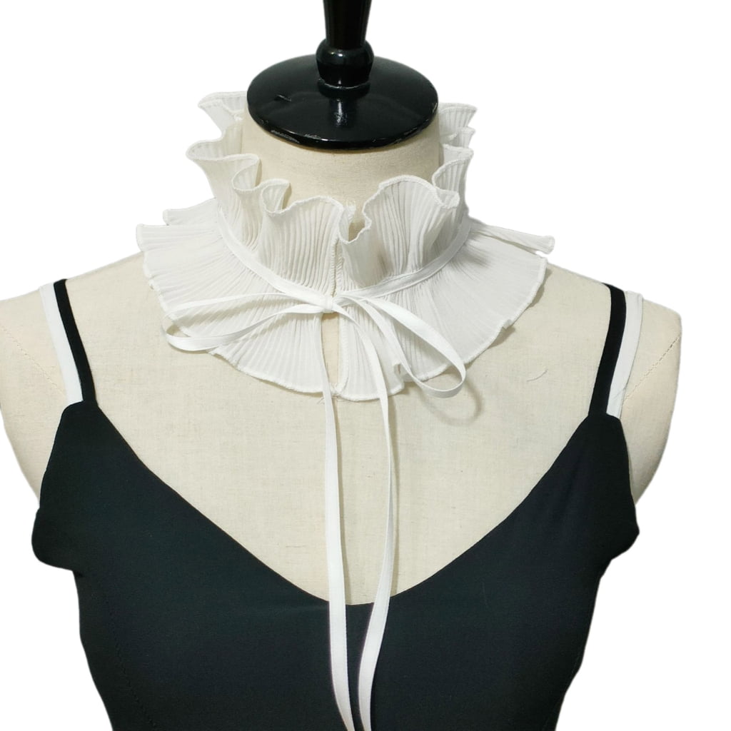 COMEET Ruffle Collars, Adjust Size Yarn Ruffled False Collar White ...