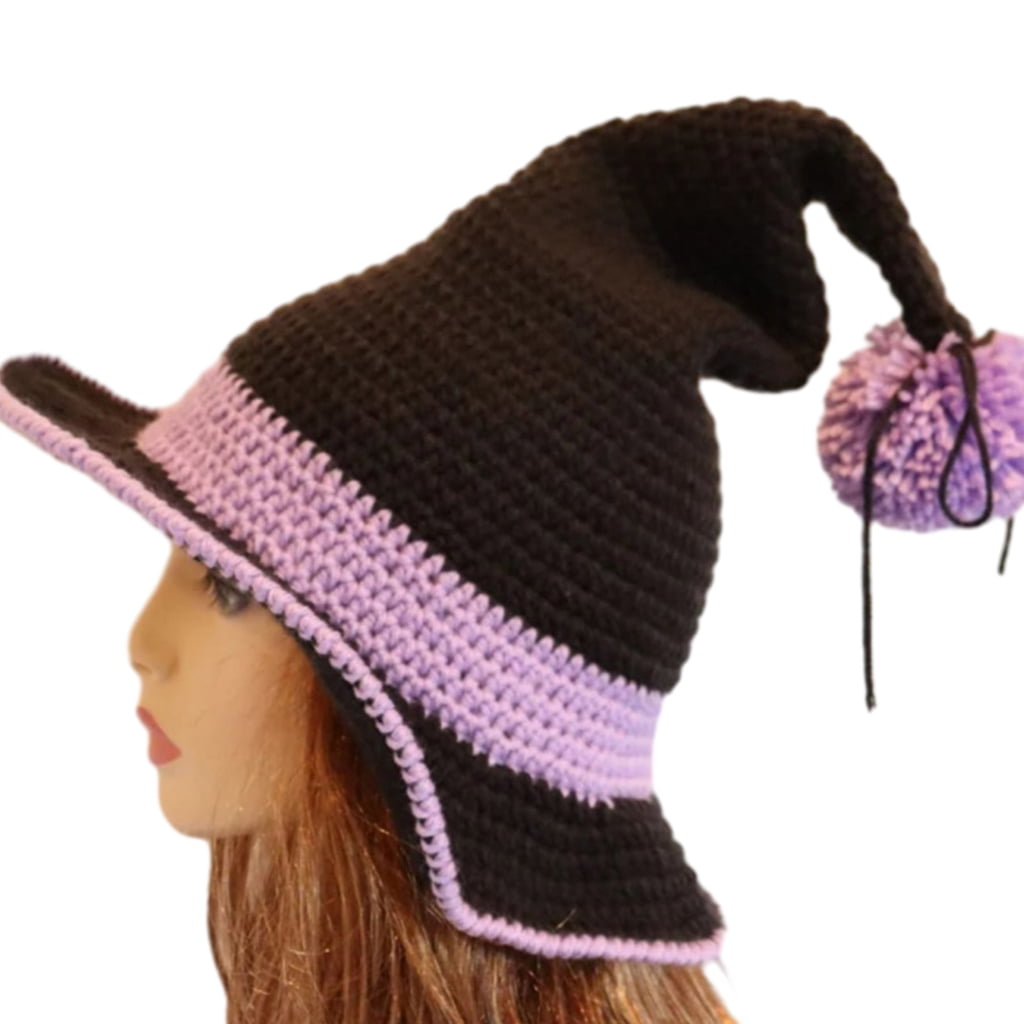 COMEET Witch Hat, Unisex Halloween Peaked Witch Hat Crochet Design ...