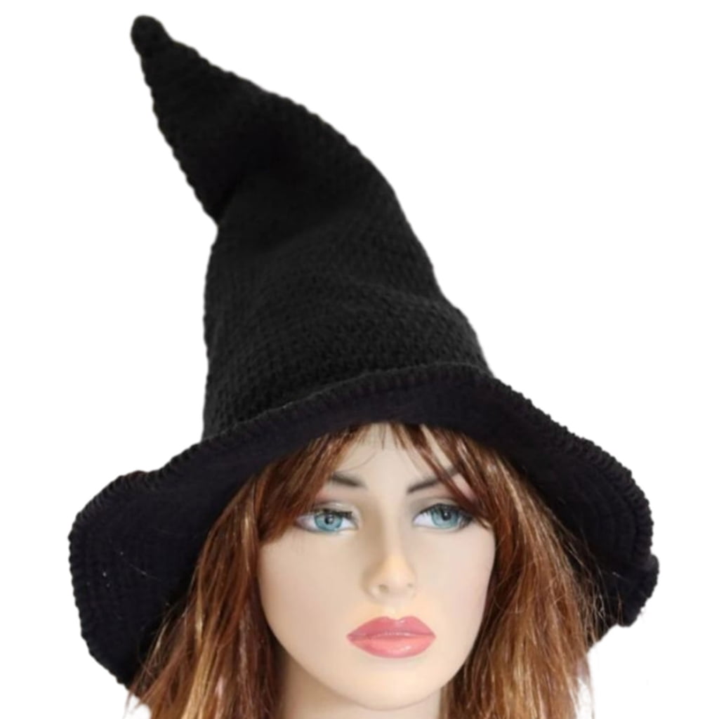 COMEET Witch Hat, Unisex Halloween Peaked Witch Hat Crochet Design ...
