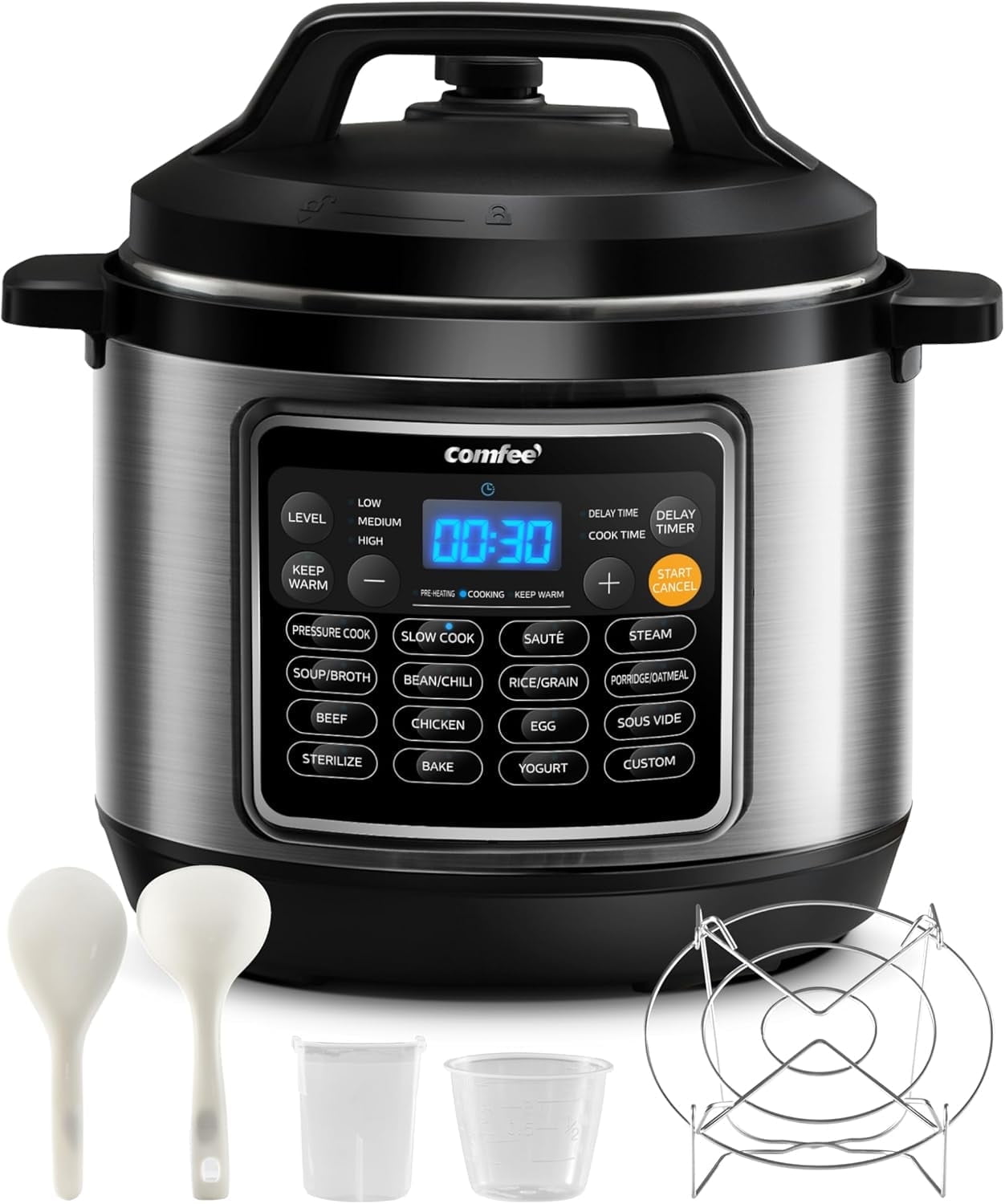 COMFEE’ 16 in 1 Multifunction Pressure Cooker, Non-Stick, Yogurt/Rice ...