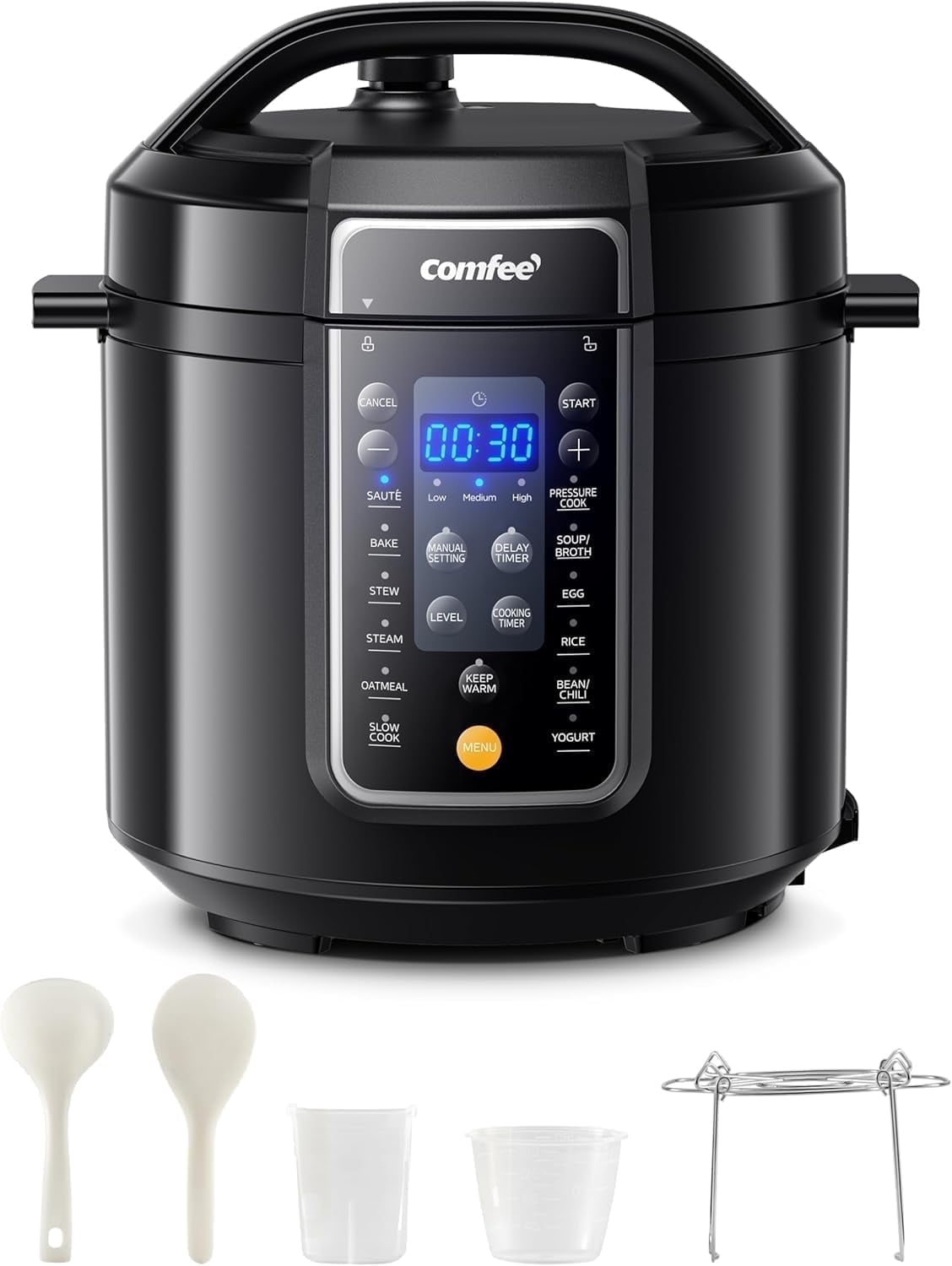 Comfee 6QT Electric Pressure Cooker, 9-in-1 Multi Cooker, 13 Presets ...