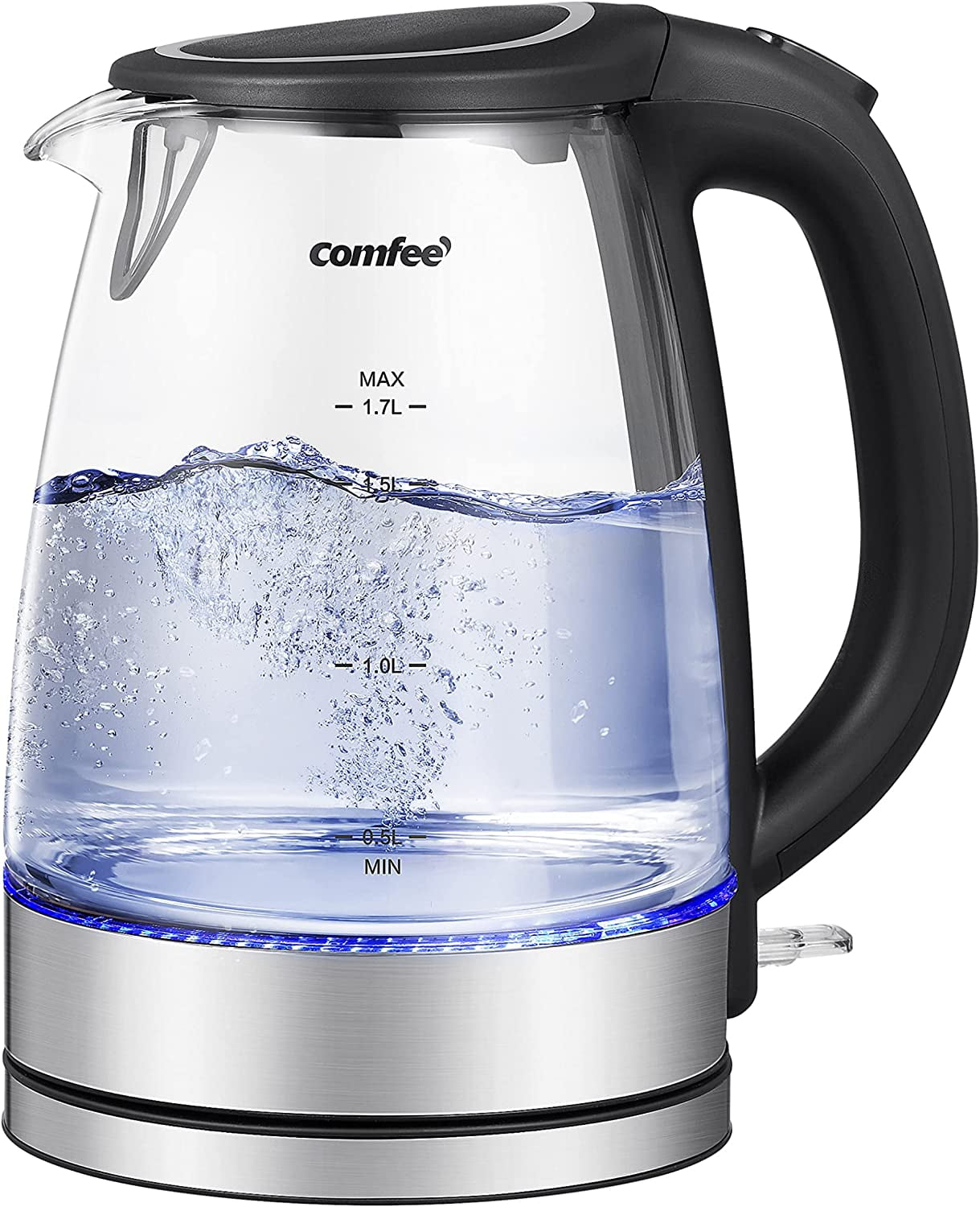COMFEE' Glass Electric Tea Kettle & Hot Water Kettle Electric, 1.7L Electric Kettle with LED ...