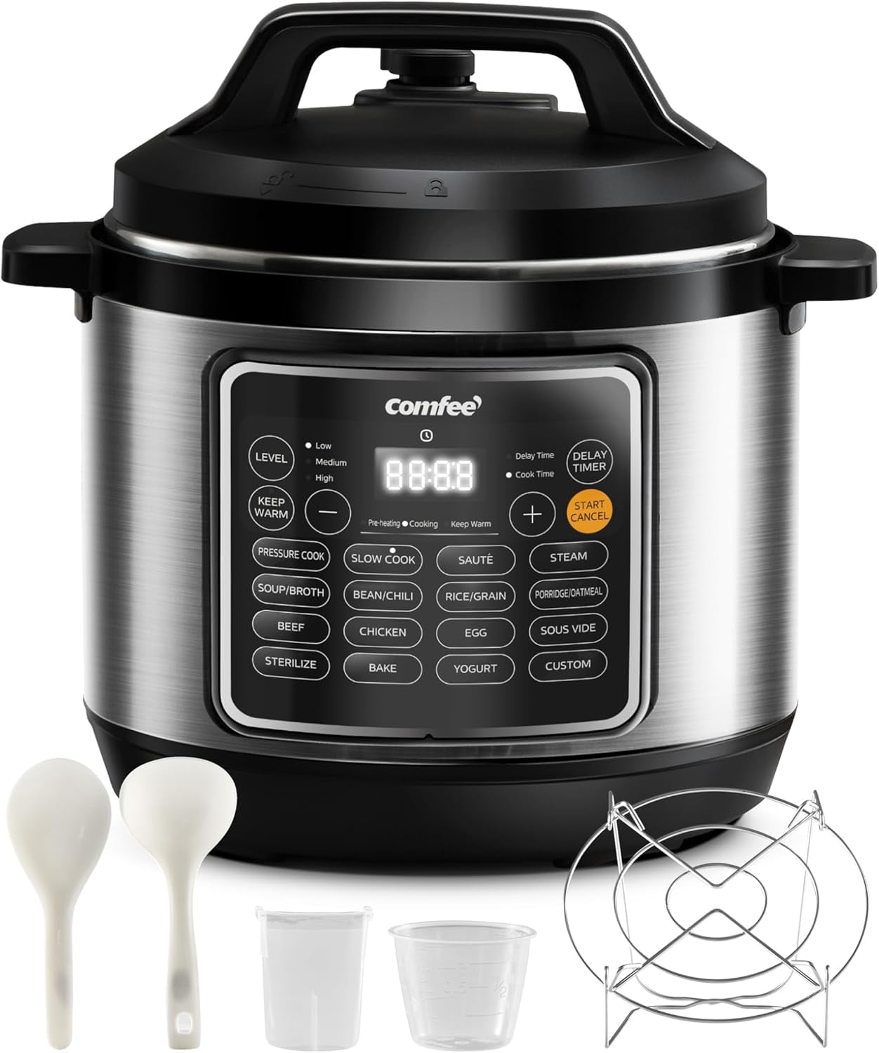 COMFEE’ Pressure Cooker 8 Quart with 16 Cooking Functions, Olla de ...
