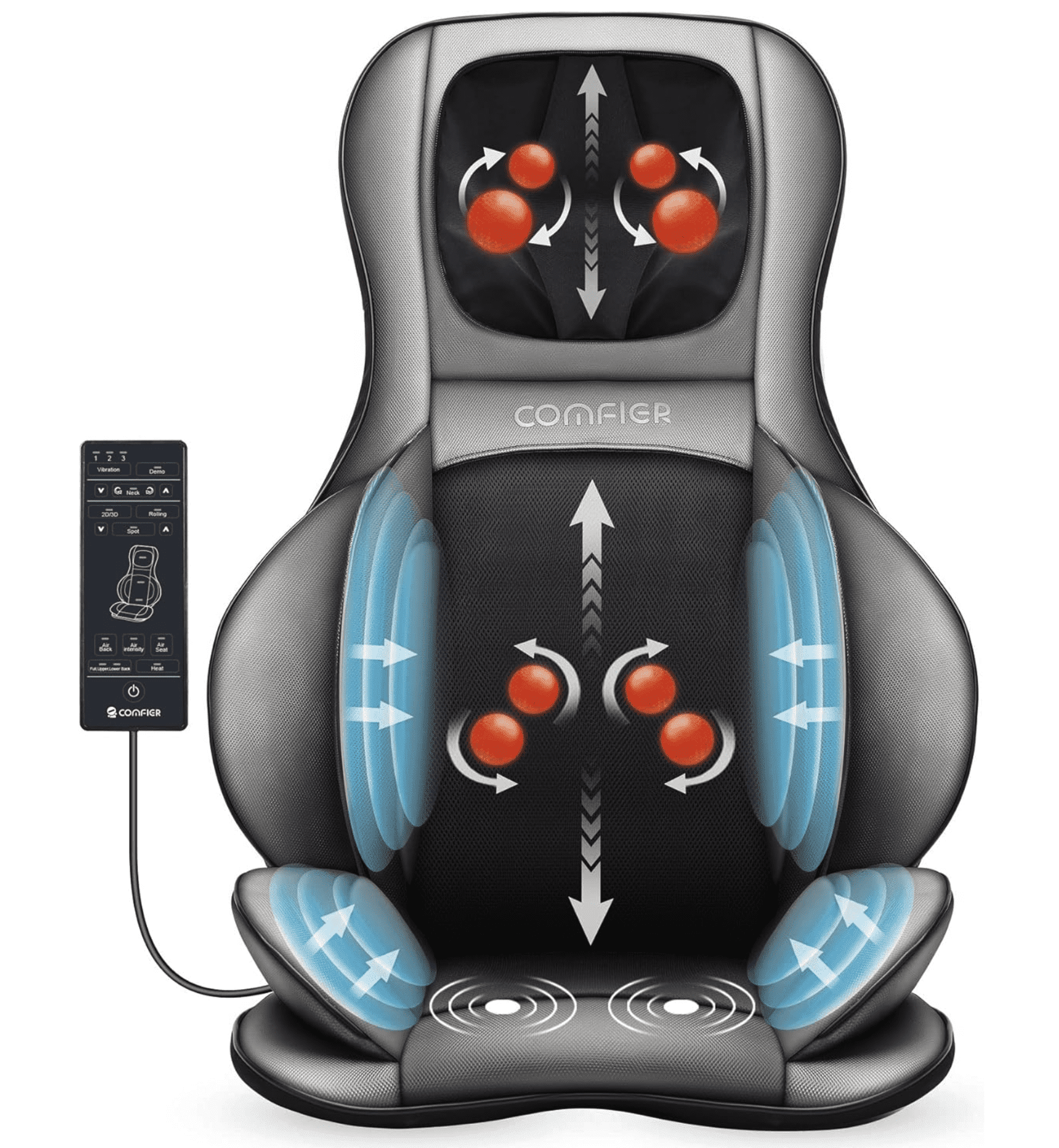 COMFY Shiatsu Neck Back Massager with Heat, 2D ro 3D Kneading Massage ...