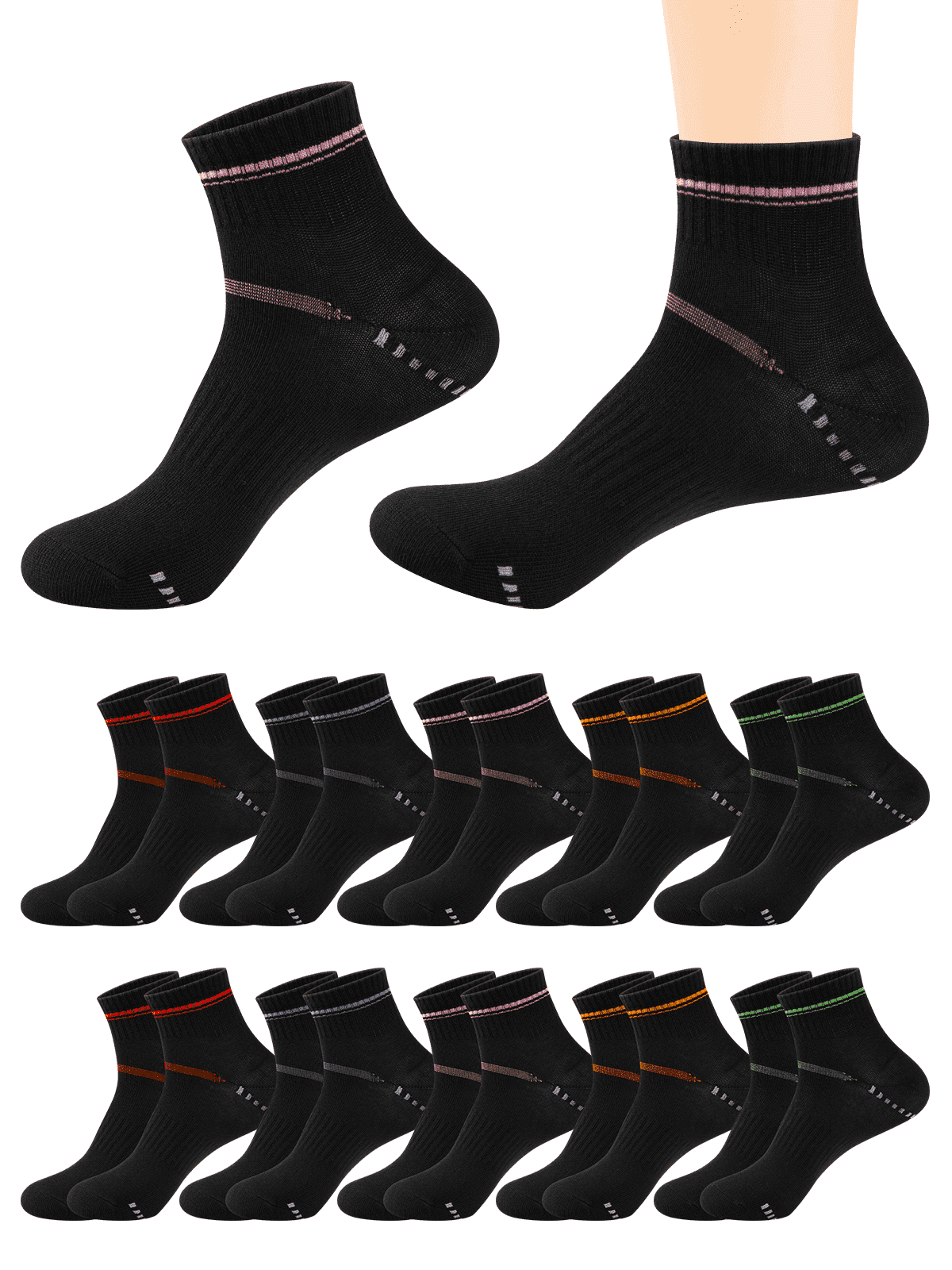 COMFOEX 10-pair pack of women's quarter-length cotton socks - Walmart.com