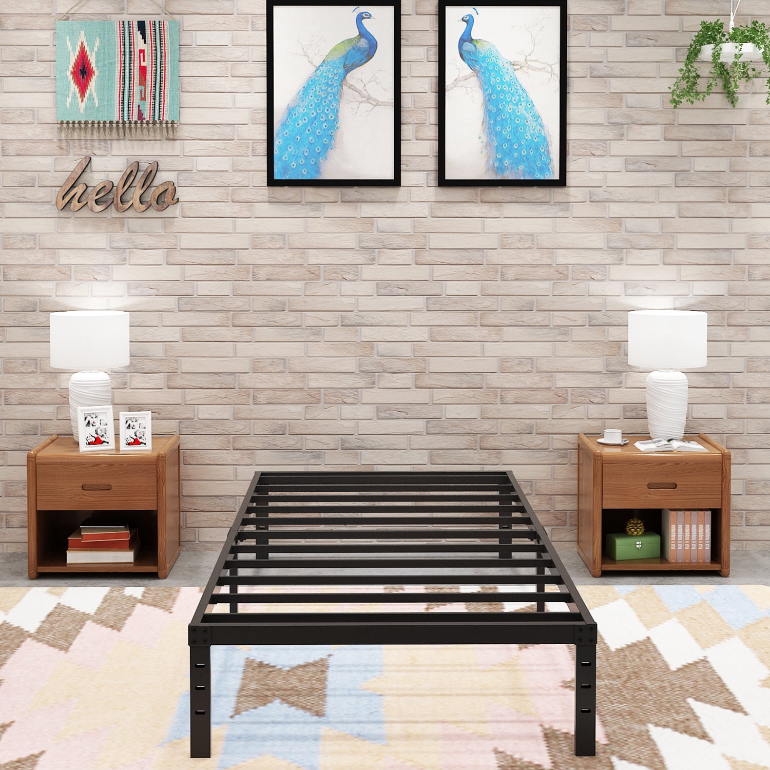 COMFORNITURE 14 inch Twin Bed Frame, Heavy Duty Metal Platform Bed Frame Twin Size, Easy ...