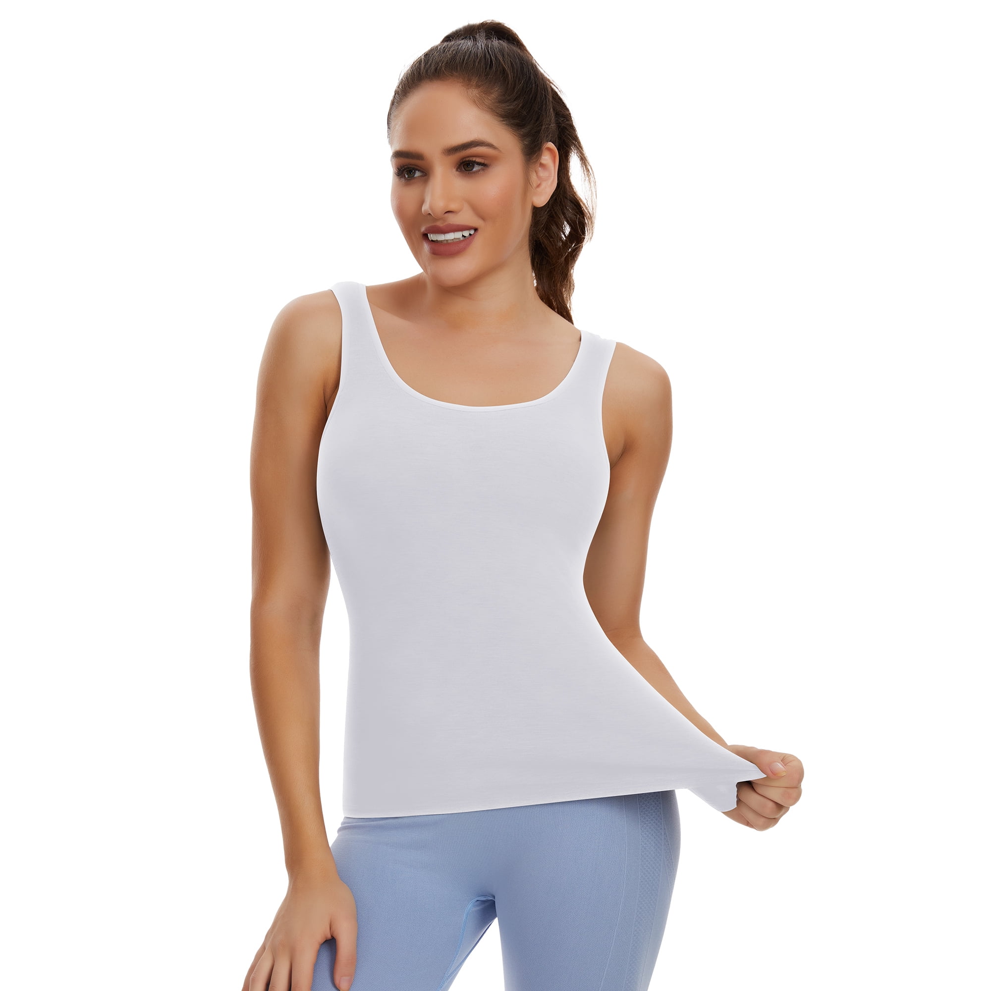 COMFREE Camisole with Built in Bra for Women Casual Wide Strap ...