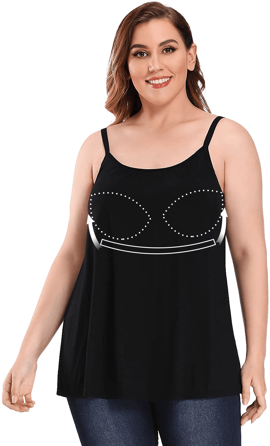 COMFREE Plus Size Camisole for Women with Build in Bra Adjustable ...