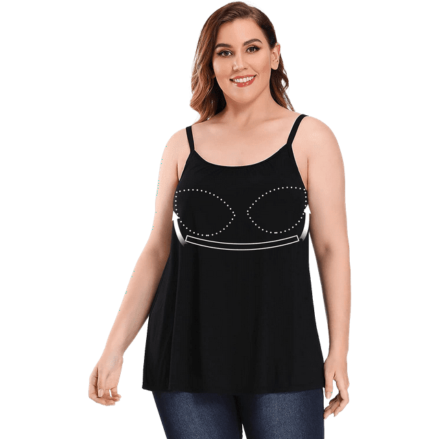 COMFREE Plus Size Camisole for Women with Build in Bra Adjustable ...