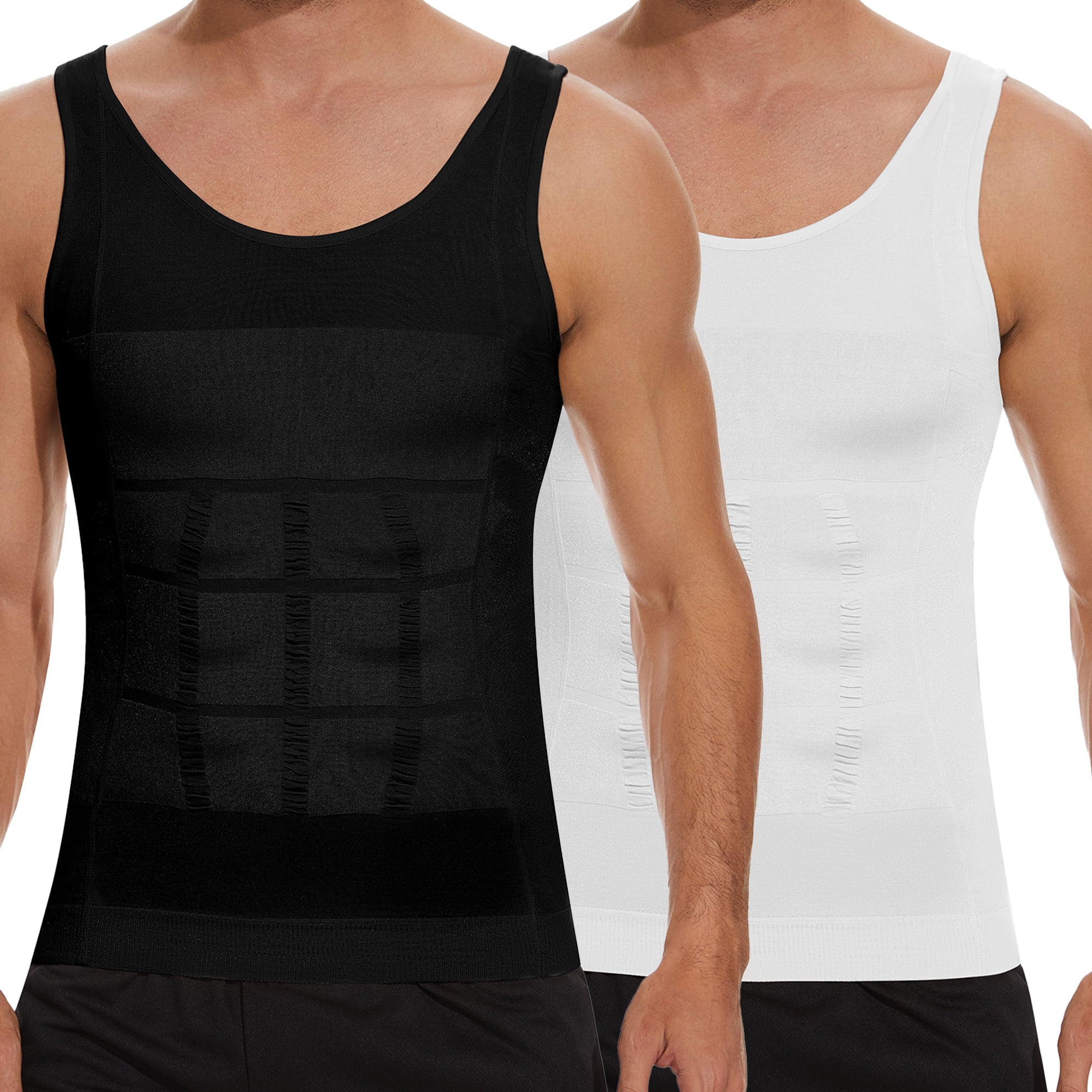 KIWI RATA Mens Compression Shirt Slimming Body Shaper Vest Workout Tank ...