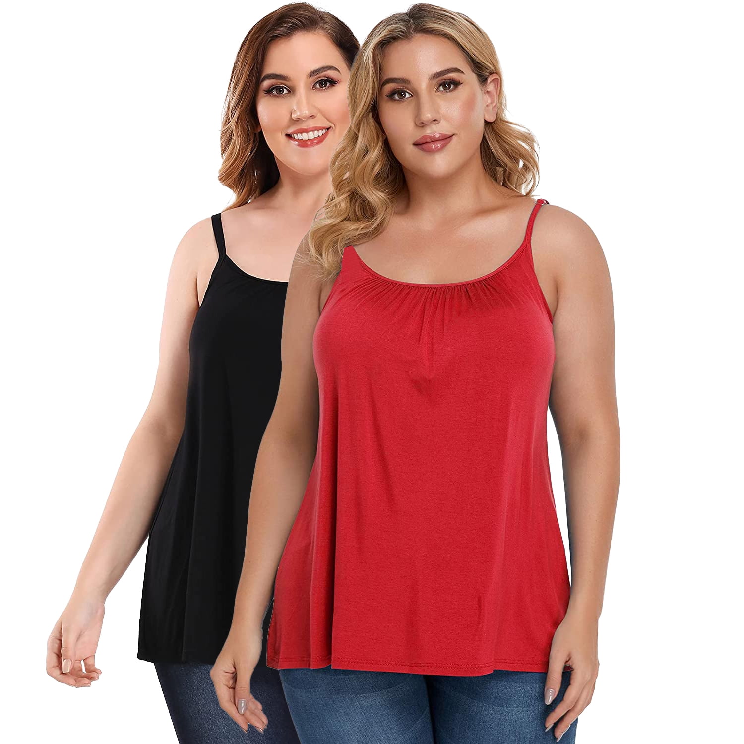 COMFREE Women's Camisole with Built in Bra Plus Size Tank Top Cami ...